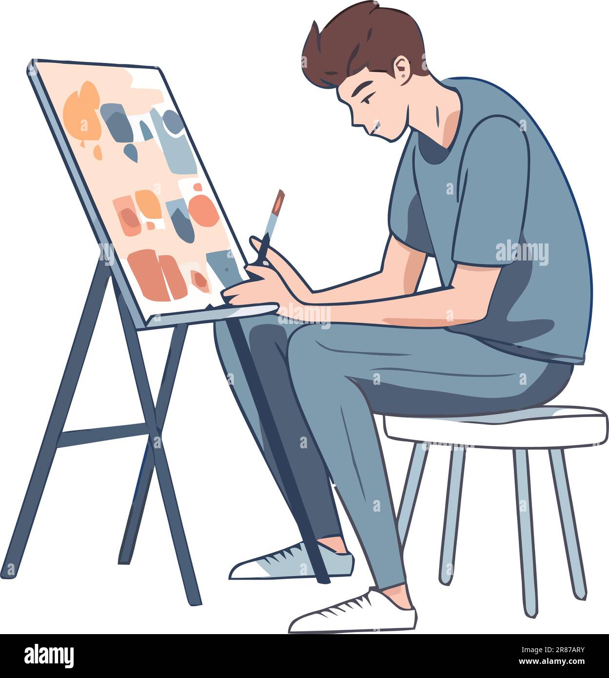 Artist sitting at his easel Cut Out Stock Images & Pictures - Alamy