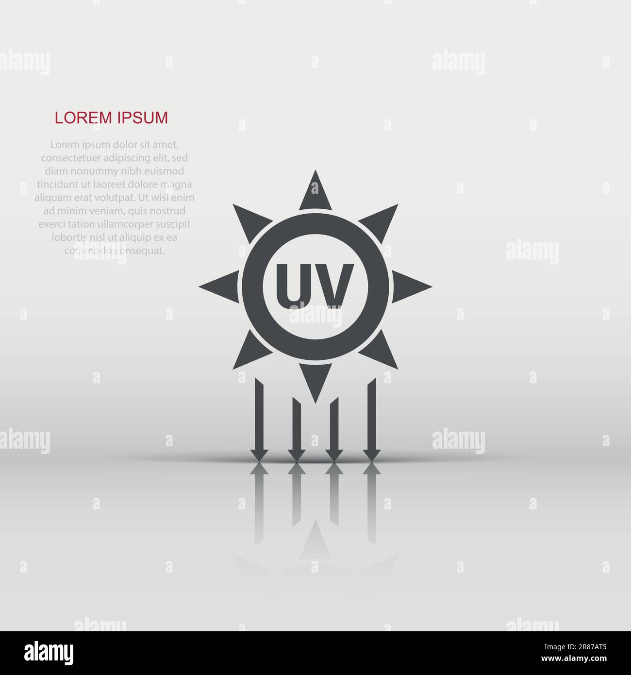 UV radiation icon in flat style. Ultraviolet vector illustration on white isolated background ...