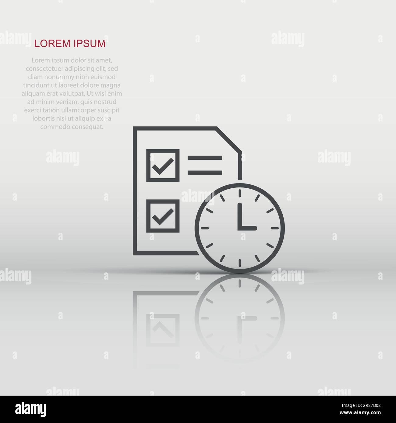 Contract time icon in flat style. Document with clock vector ...