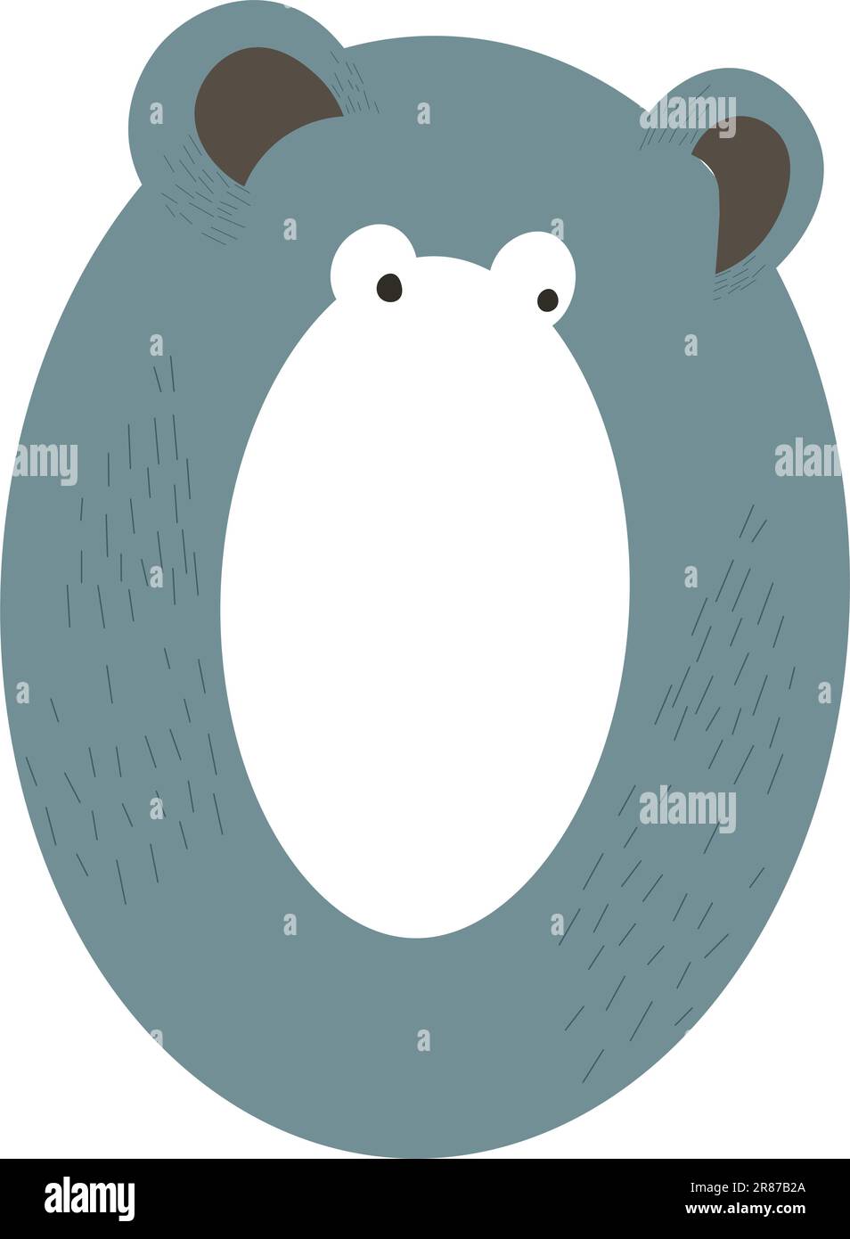 Zero character number with face and muzzle, facial expression and funny ...