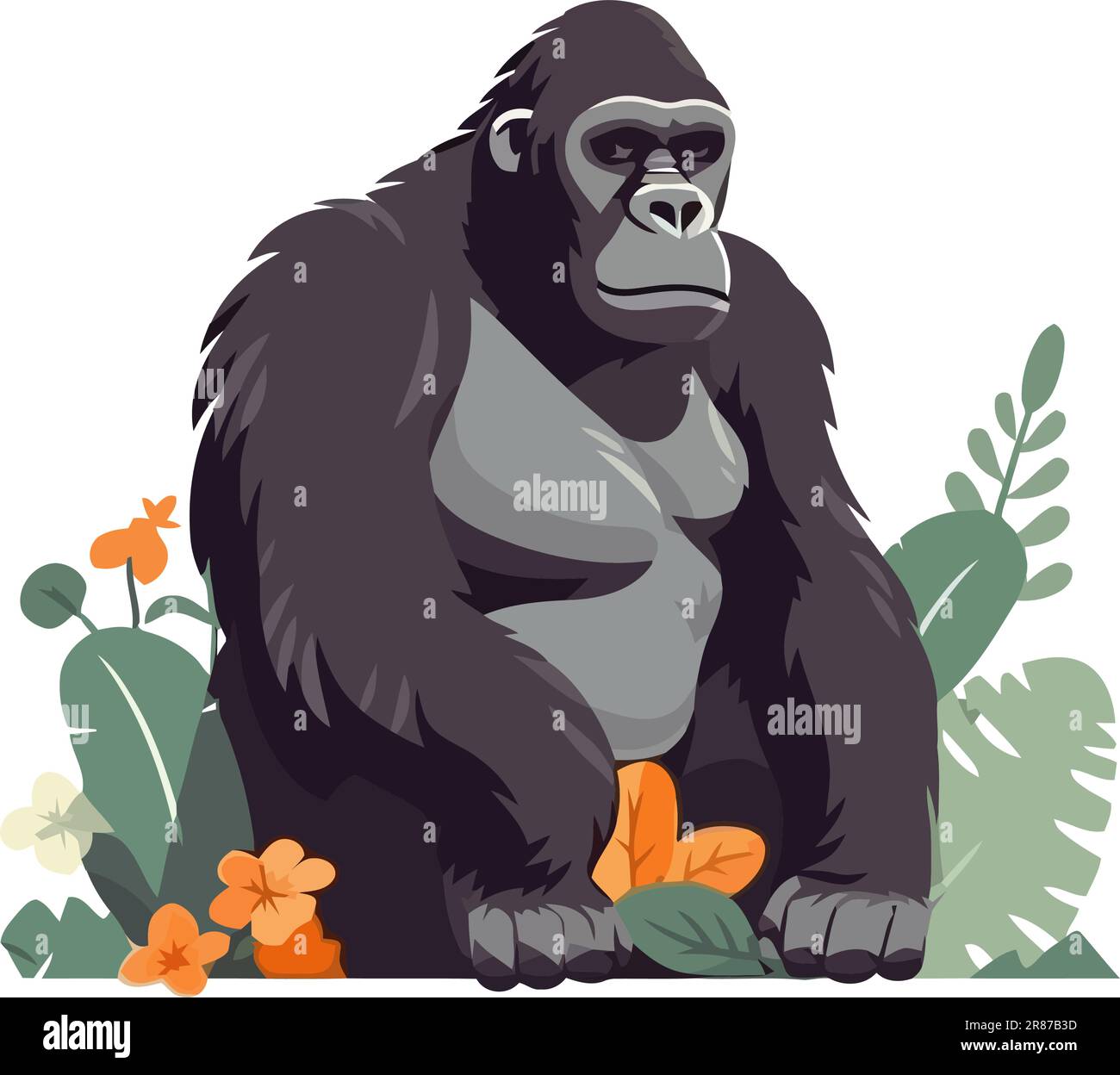Cute primate mascot sitting in tropical rainforest Stock Vector Image ...