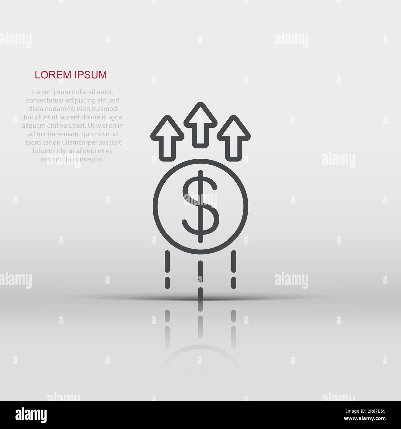 Growth arrow icon in flat style. Revenue vector illustration on white ...