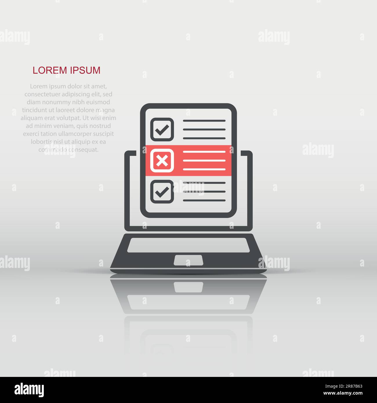 Questionnaire laptop icon in flat style. Online survey vector ...