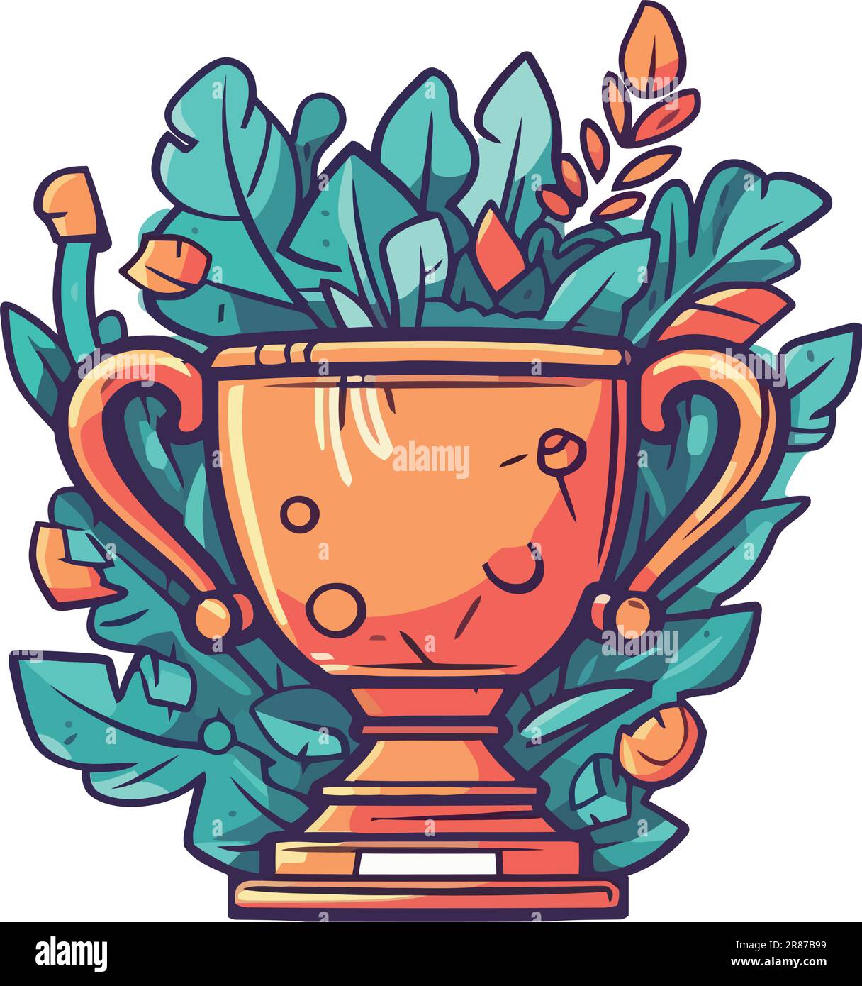 Cartoon triumph, achievement with gold trophy Stock Vector Image & Art ...