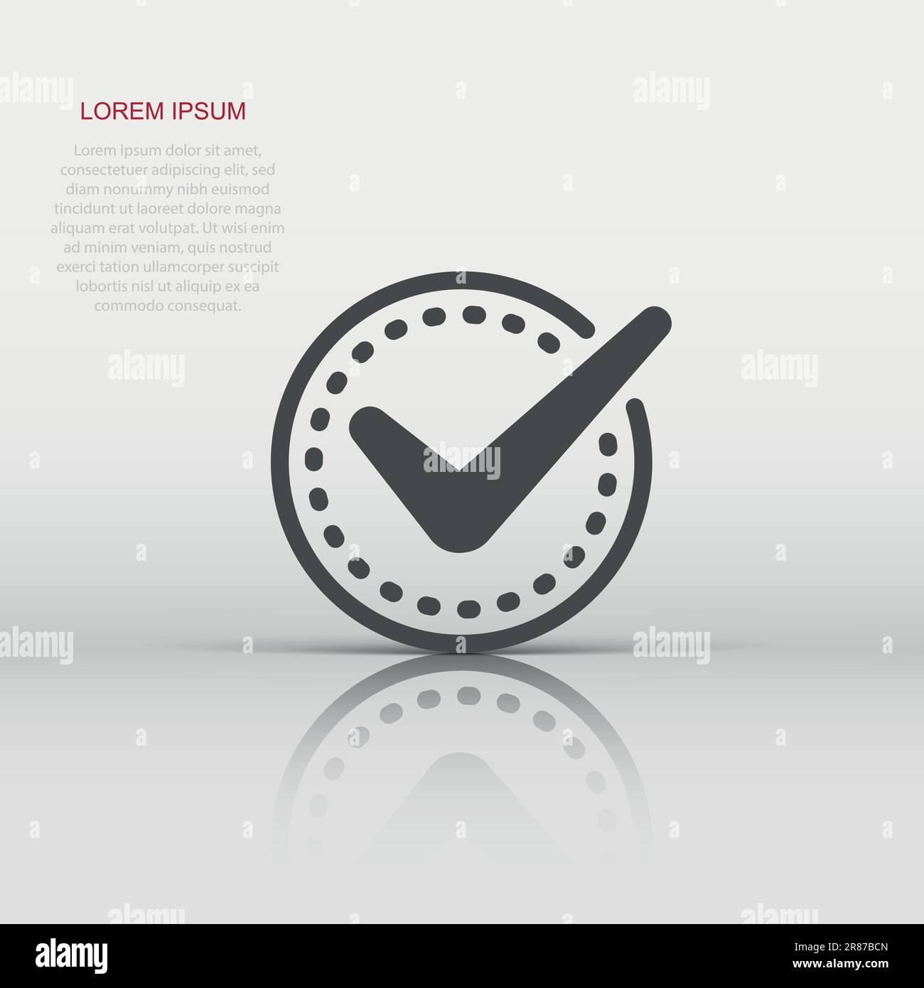 Check mark sign icon in flat style. Confirm button vector illustration ...