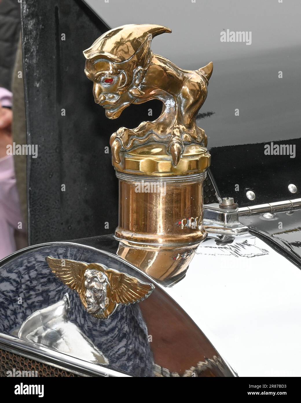 June 18, 2023, Beverly Hills, California, USA: The hood ornimate of the ...