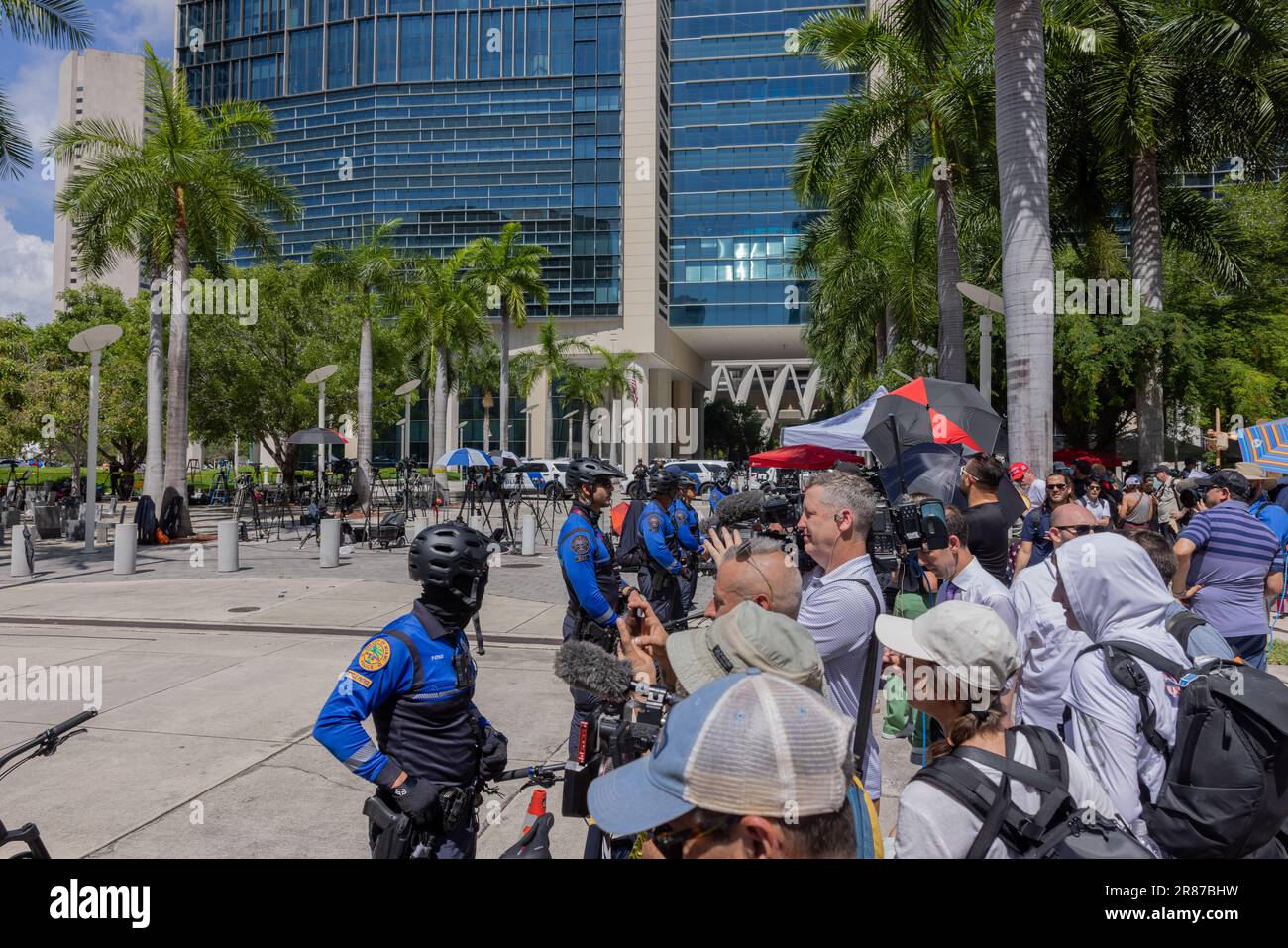 MIAMI, Fla. – June 13, 2023: People are seen near the Wilkie D ...