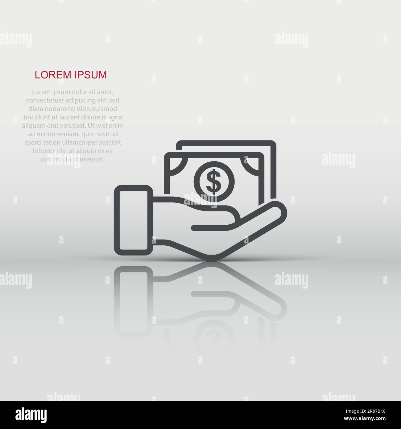 Remuneration icon in flat style. Money in hand vector illustration on ...