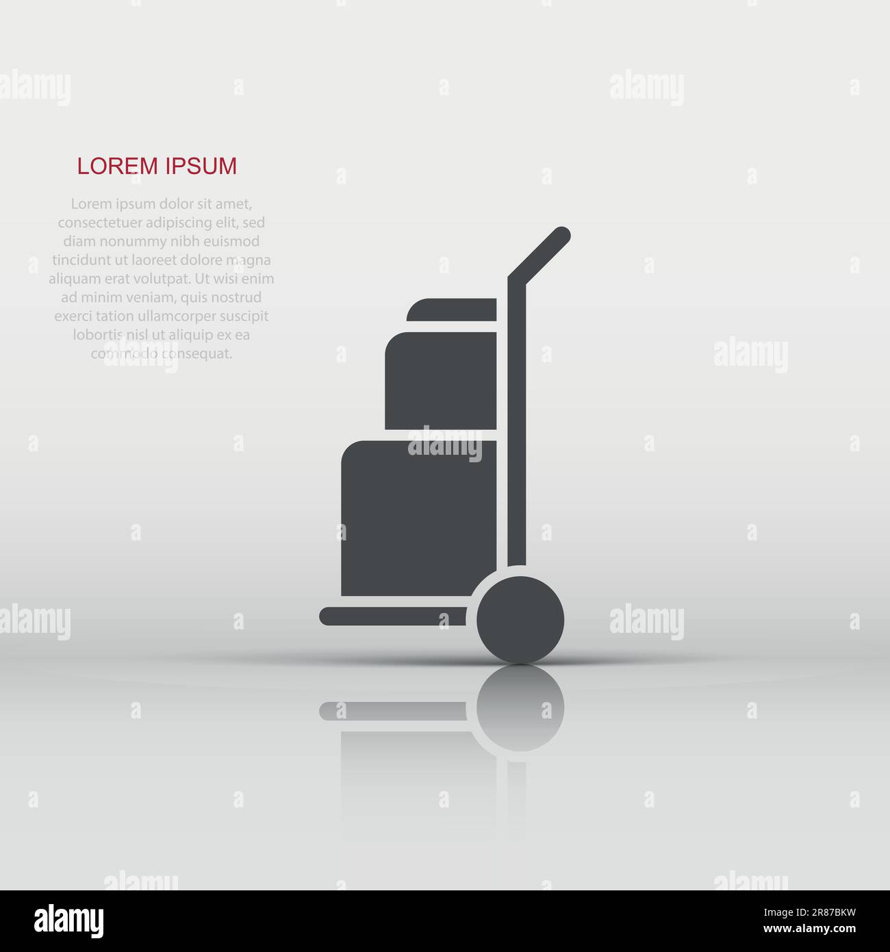 Cargo trolley icon in flat style. Delivery box vector illustration on ...