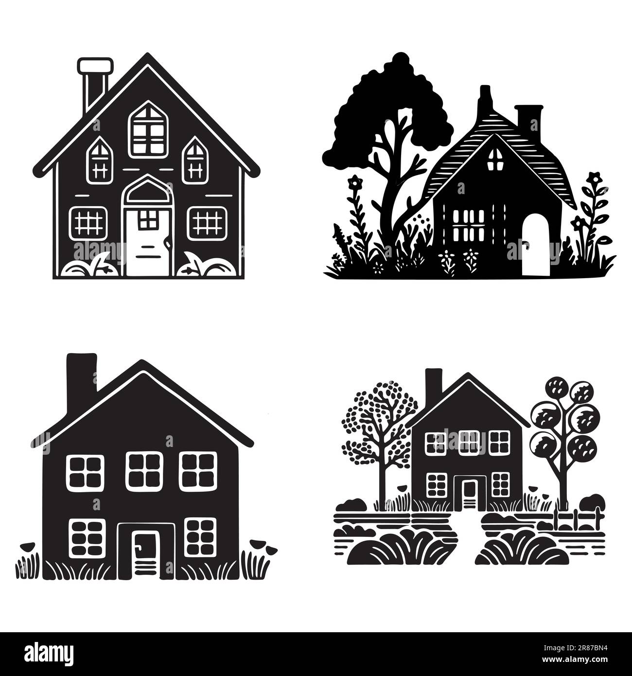 Set of rustic cottage motif in homestead vintage style. Vector ...