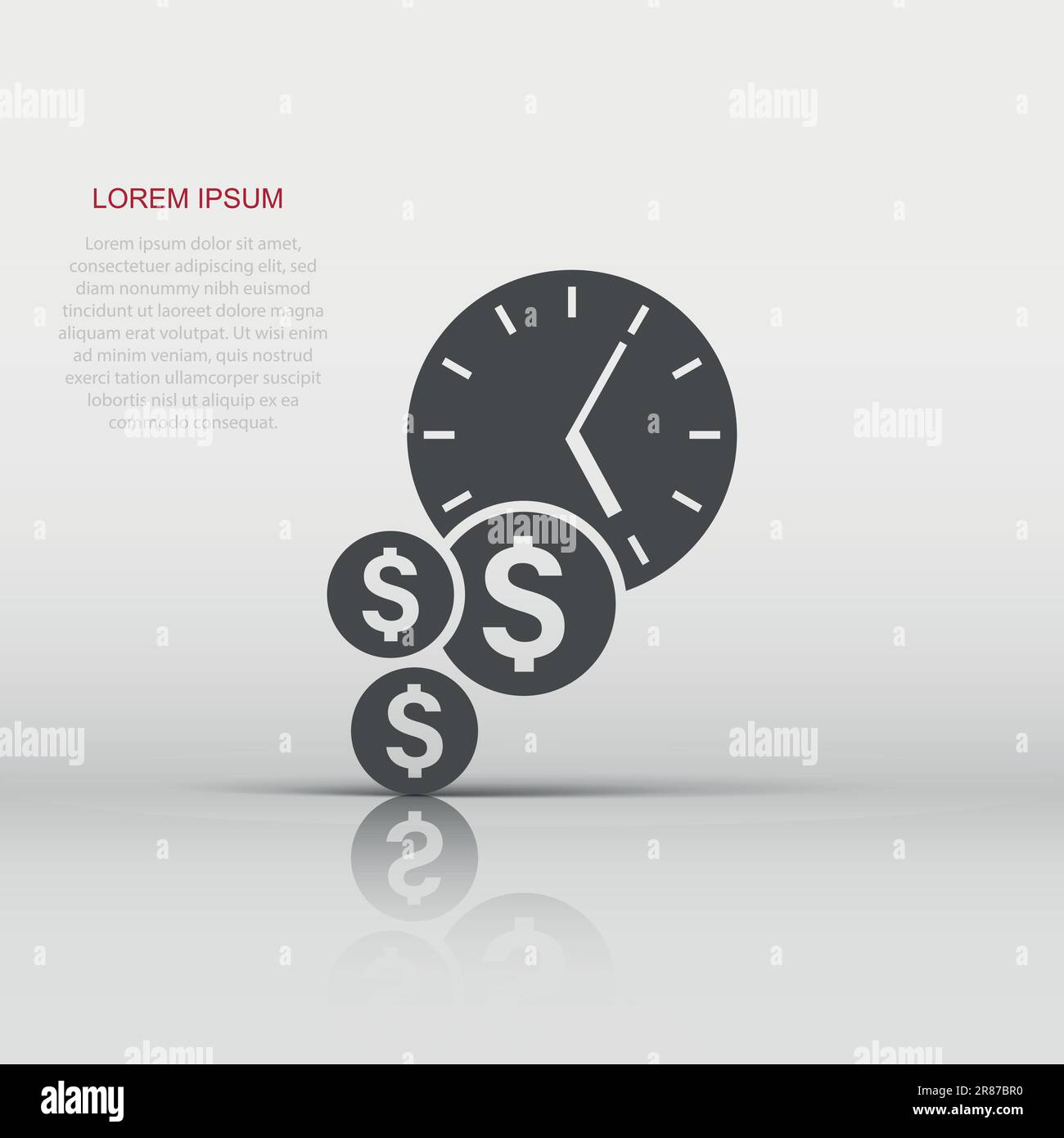 Time is money icon in flat style. Project management vector ...
