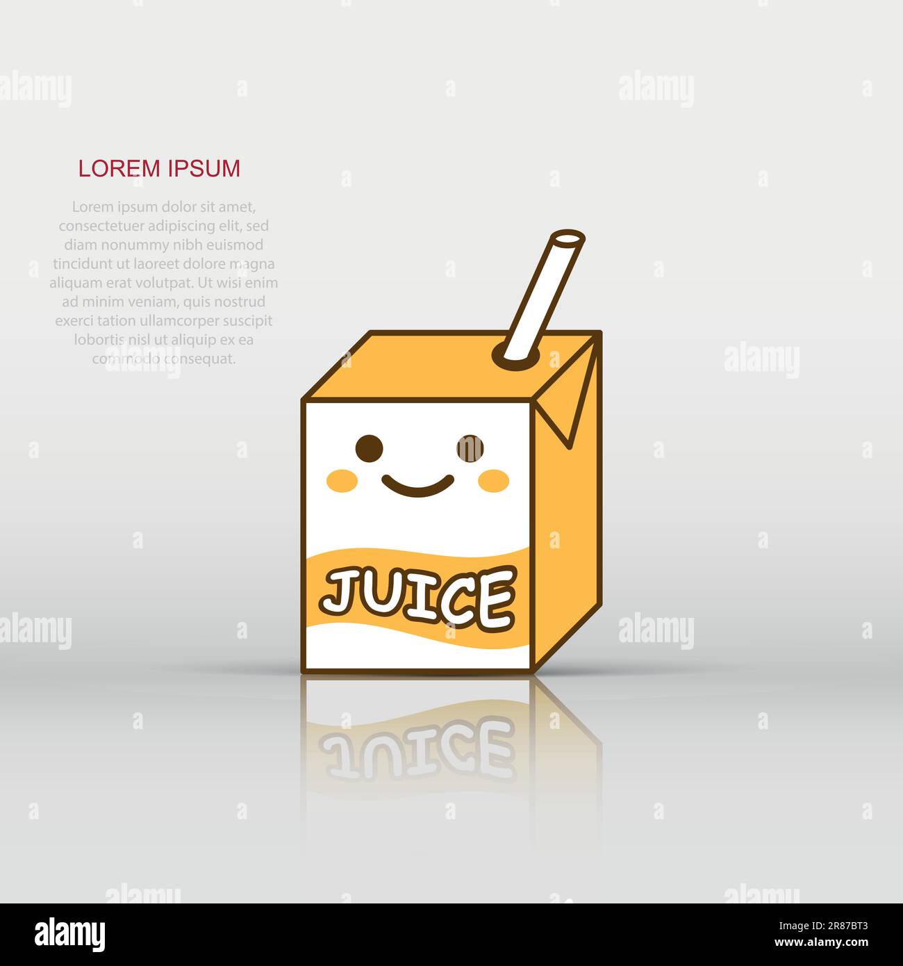 Cute juice icon in flat style. Kawaii drink vector illustration on ...