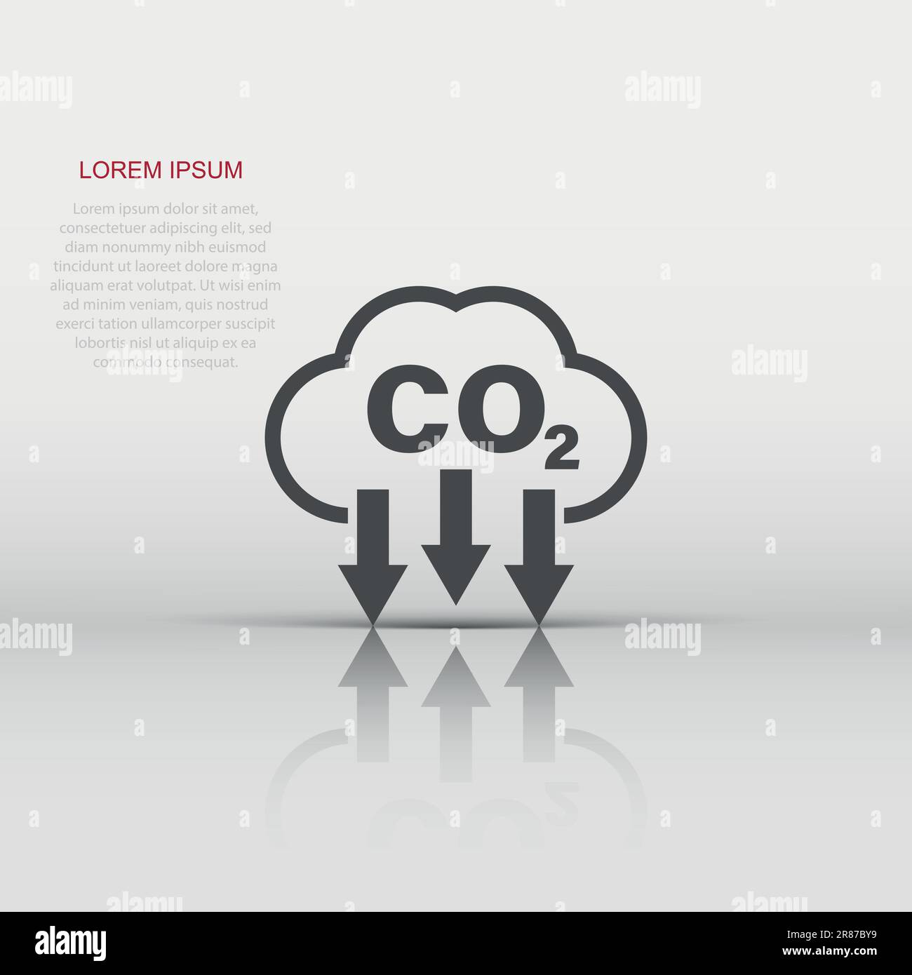 Co2 icon in flat style. Emission vector illustration on white isolated background. Gas reduction ...