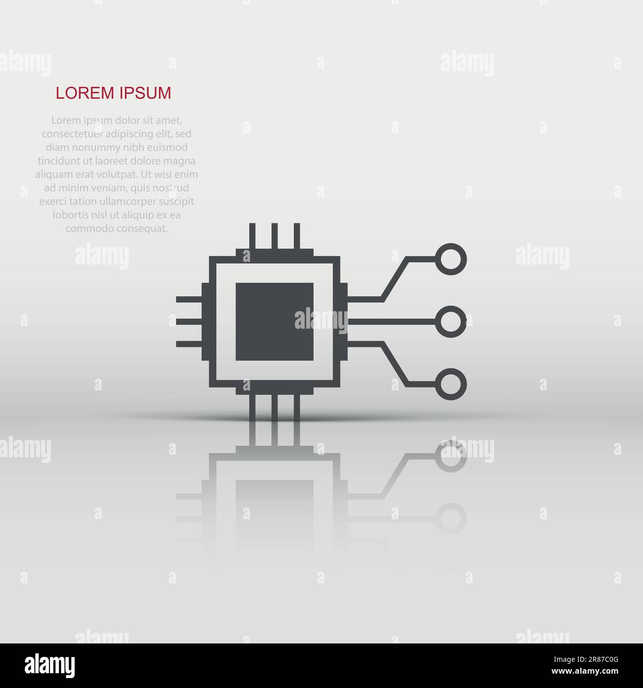 Computer chip icon in flat style. Circuit board vector illustration on white isolated background ...