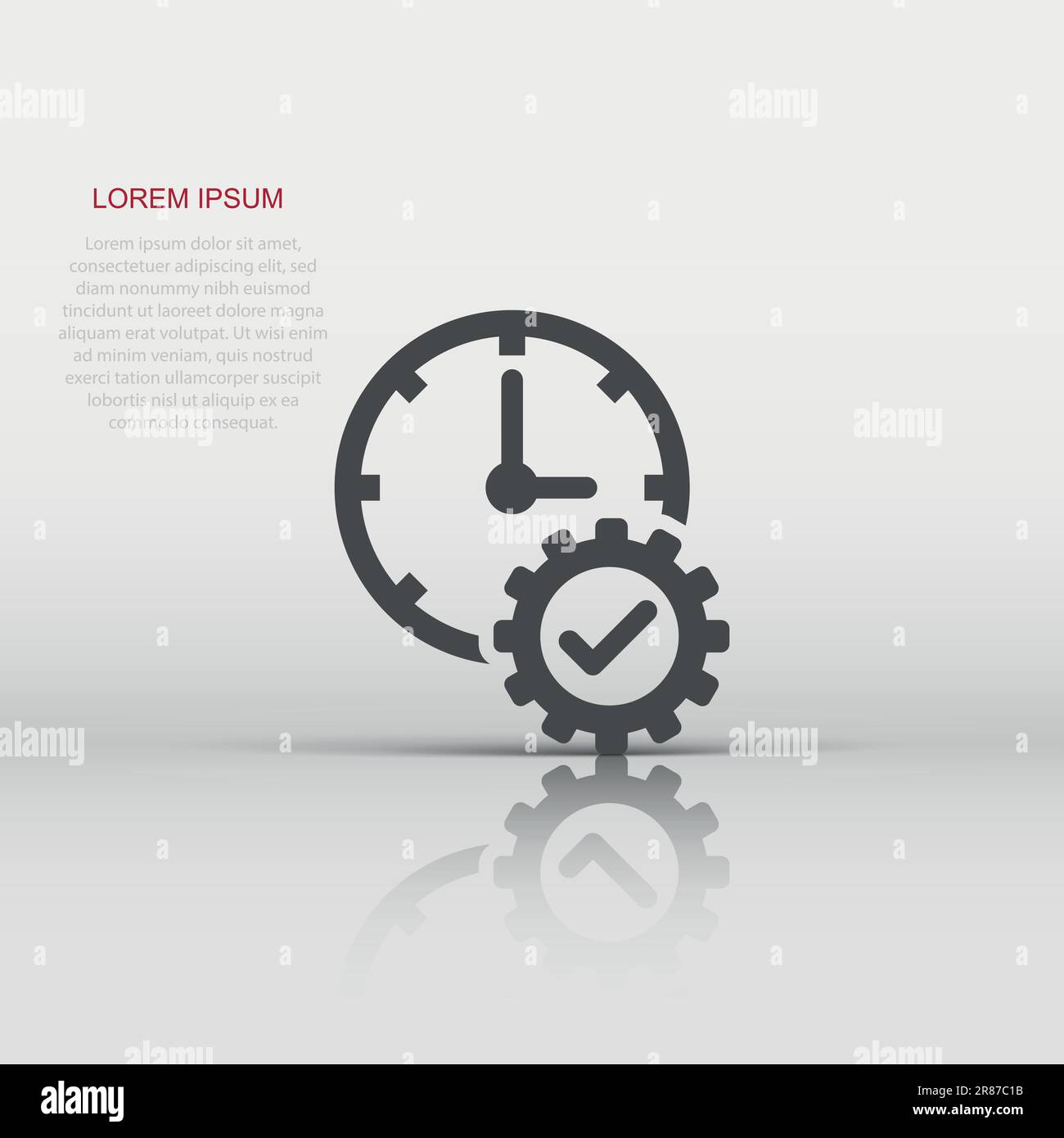 Check mark on clock icon in flat style. Gear with time vector ...