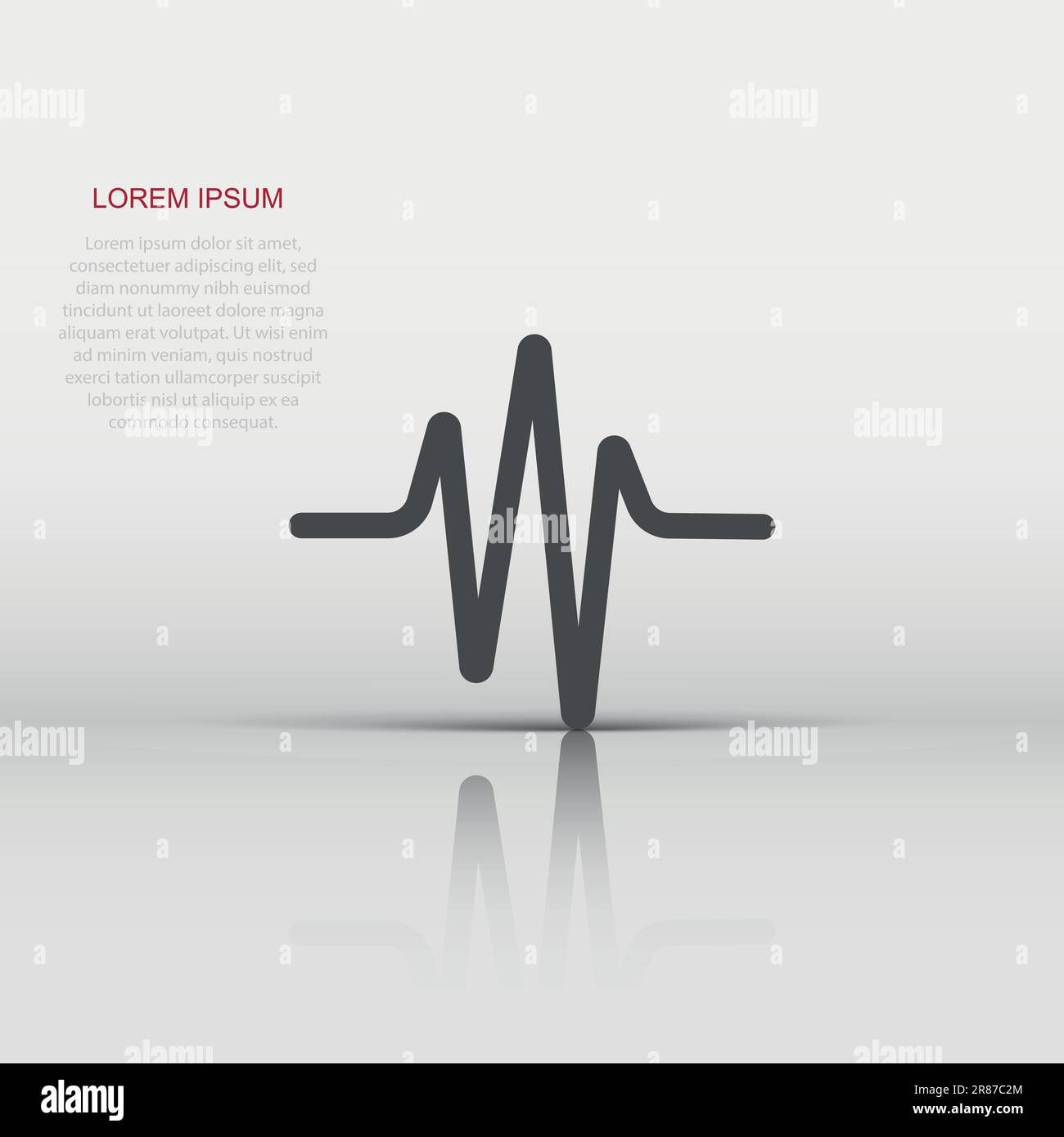 Sound wave icon in flat style. Heart beat vector illustration on white ...