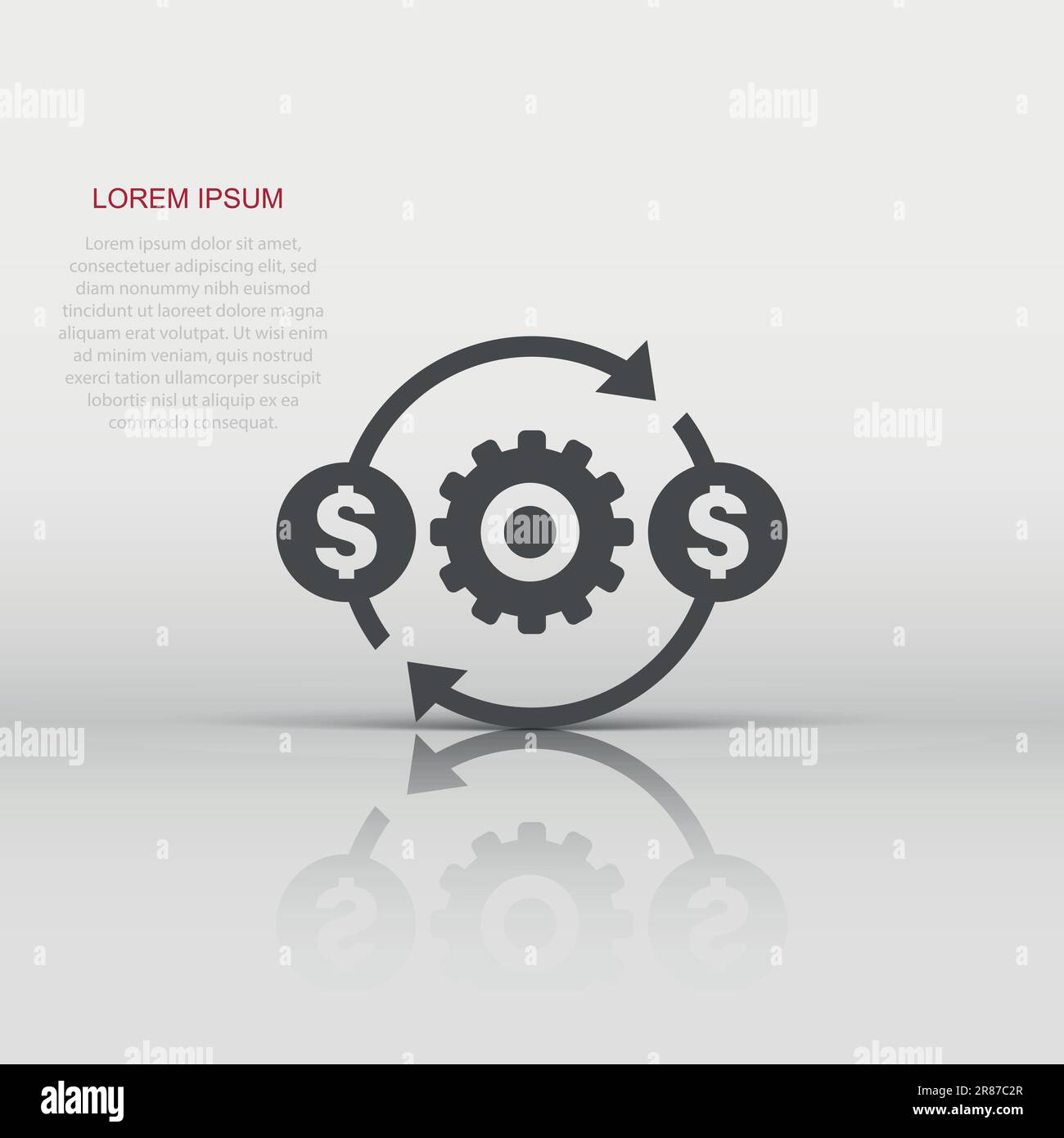 Money optimization icon in flat style. Gear effective vector ...