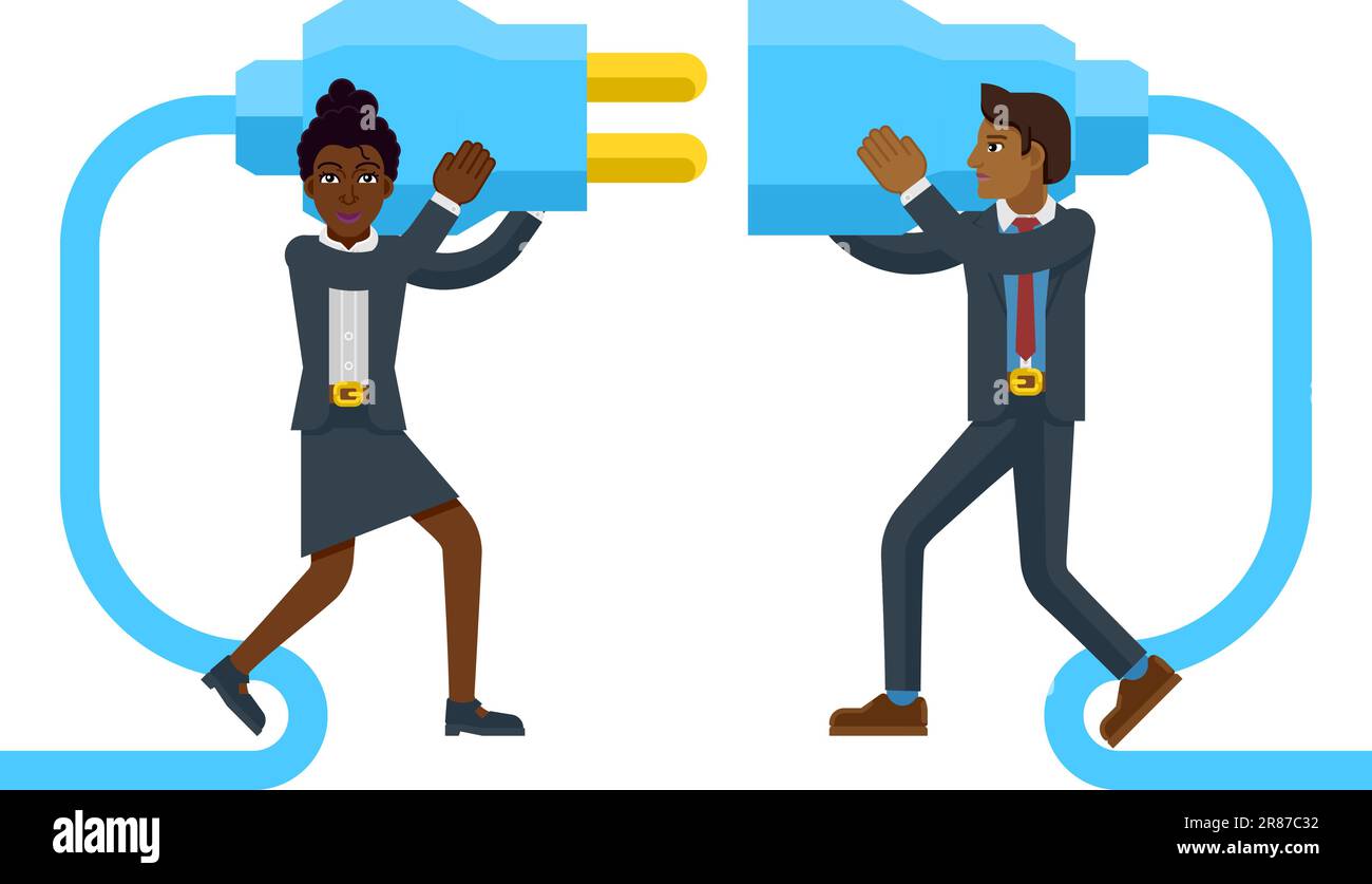 Connecting Electrical Plug Together People Concept Stock Vector Image ...