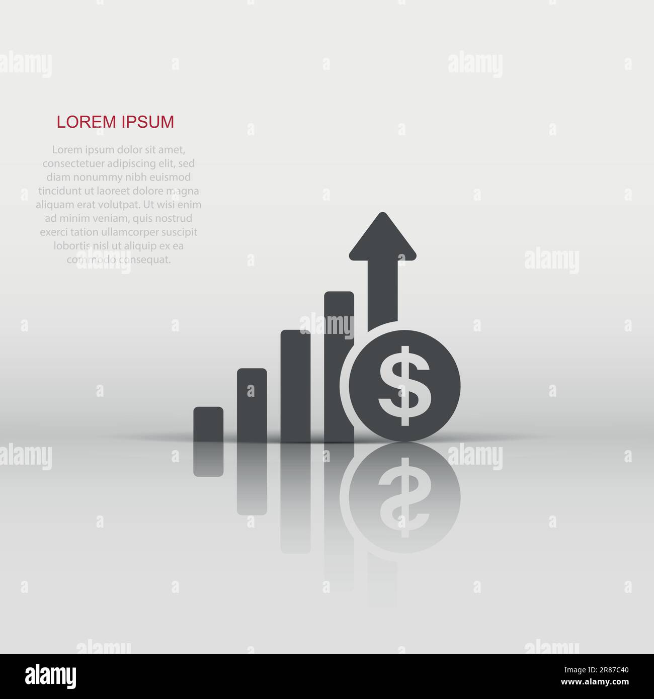 Growth arrow icon in flat style. Revenue vector illustration on white ...