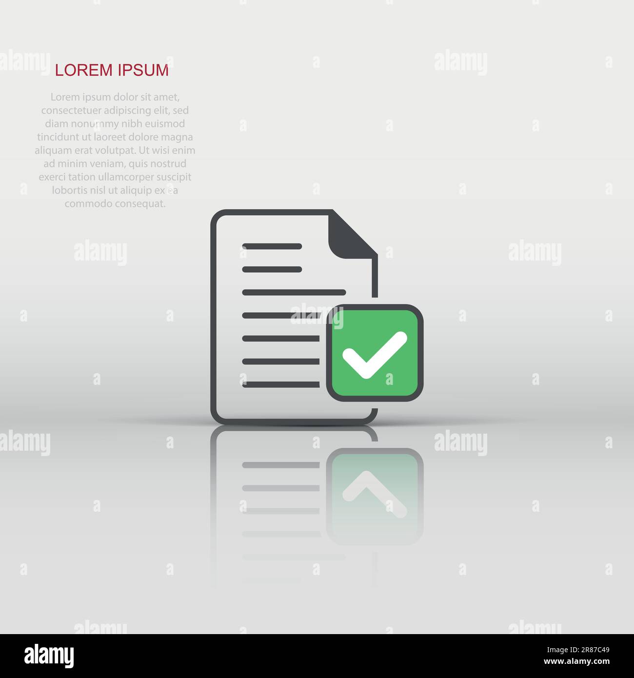 Document accepted icon in flat style. Correct vector illustration on ...
