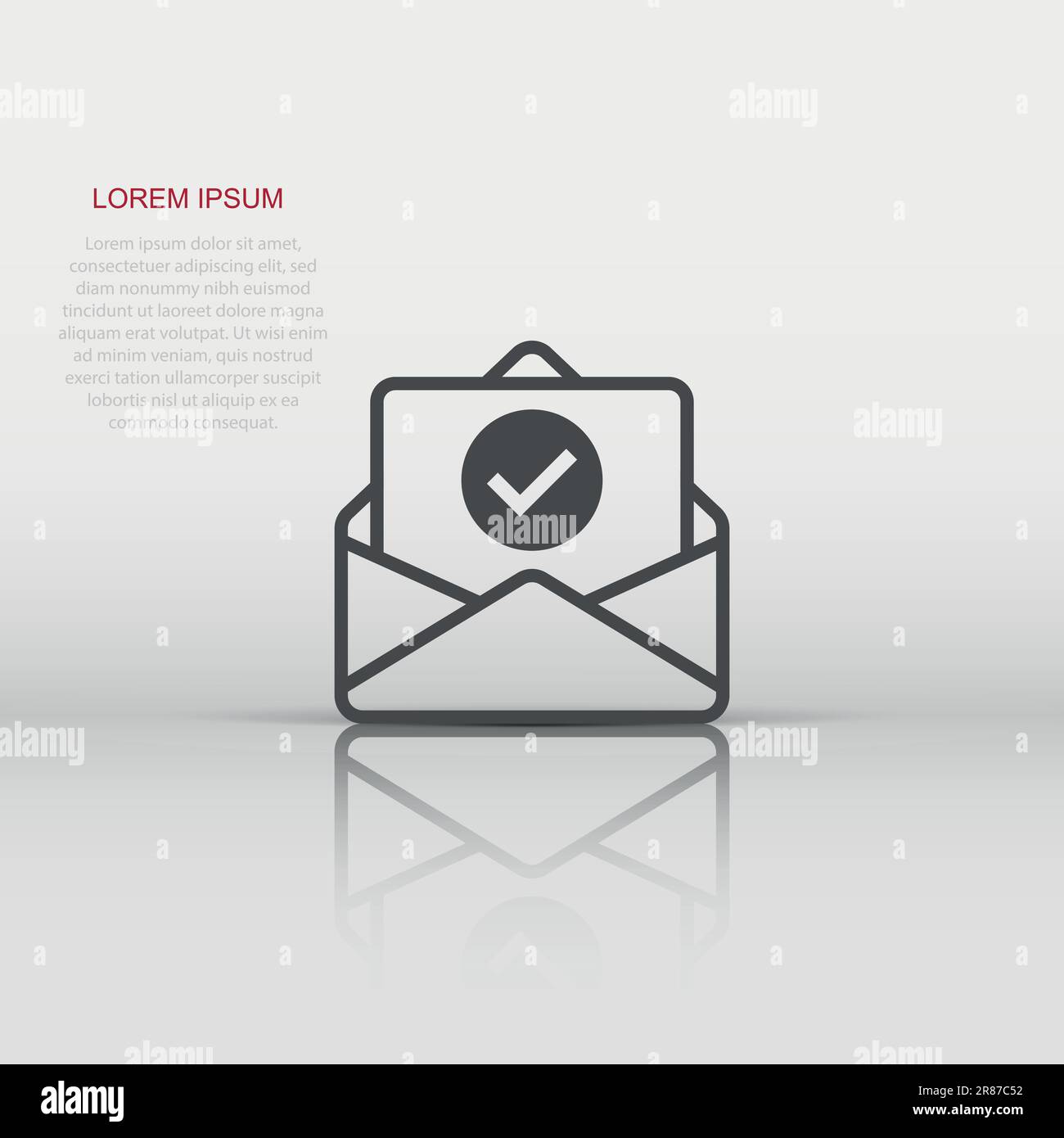 Envelope with confirmed document icon in flat style. Verify vector ...