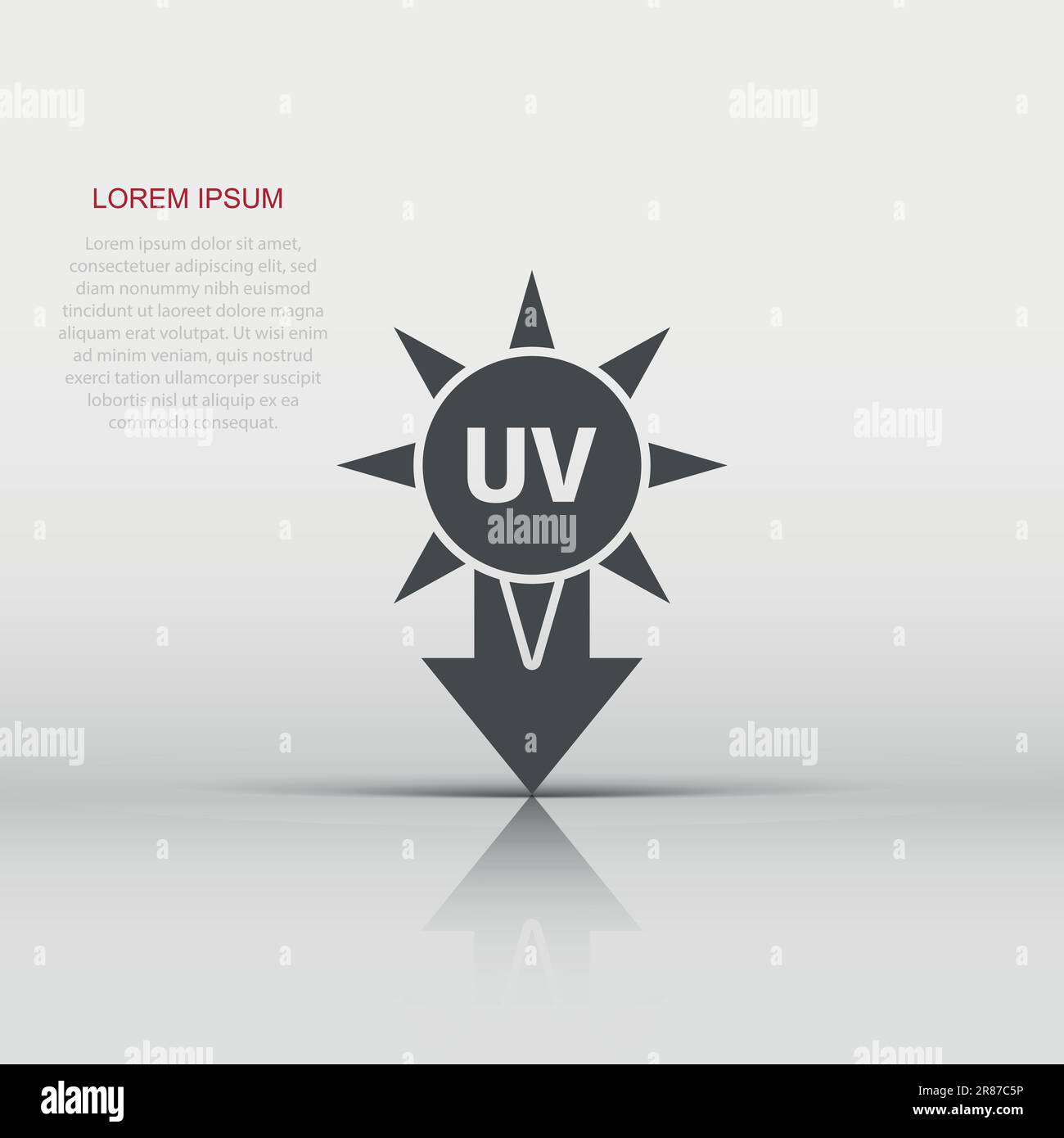 UV radiation icon in flat style. Ultraviolet vector illustration on white isolated background ...