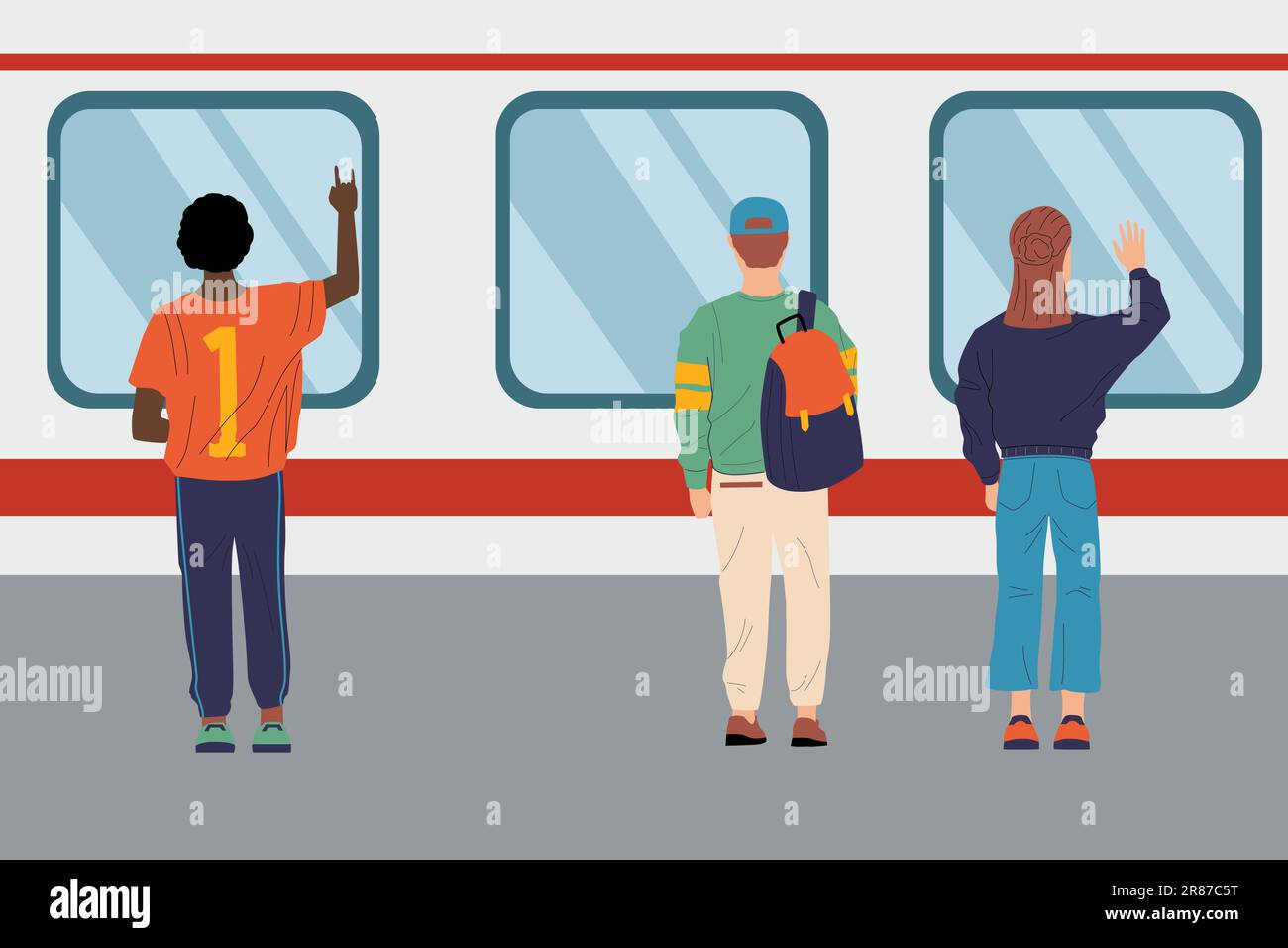 Group waiting from behind Stock Vector Images - Alamy