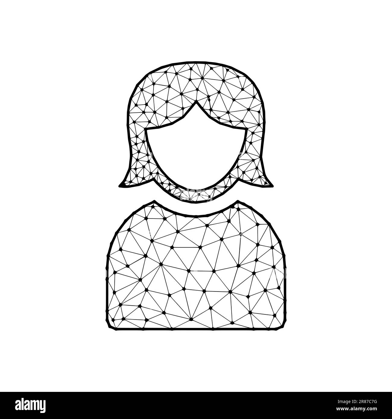 Female user polygonal vector illustration isolated on white background ...