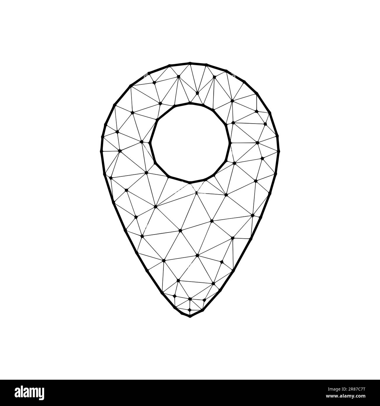 Location pin polygonal vector illustration isolated on white background. Navigation symbol in ...