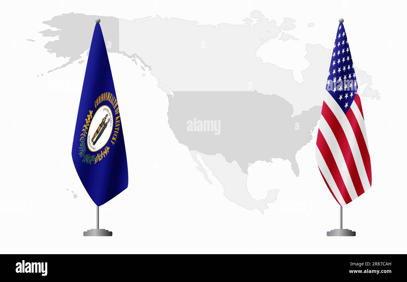 Kentucky US and USA flags for official meeting against background of ...