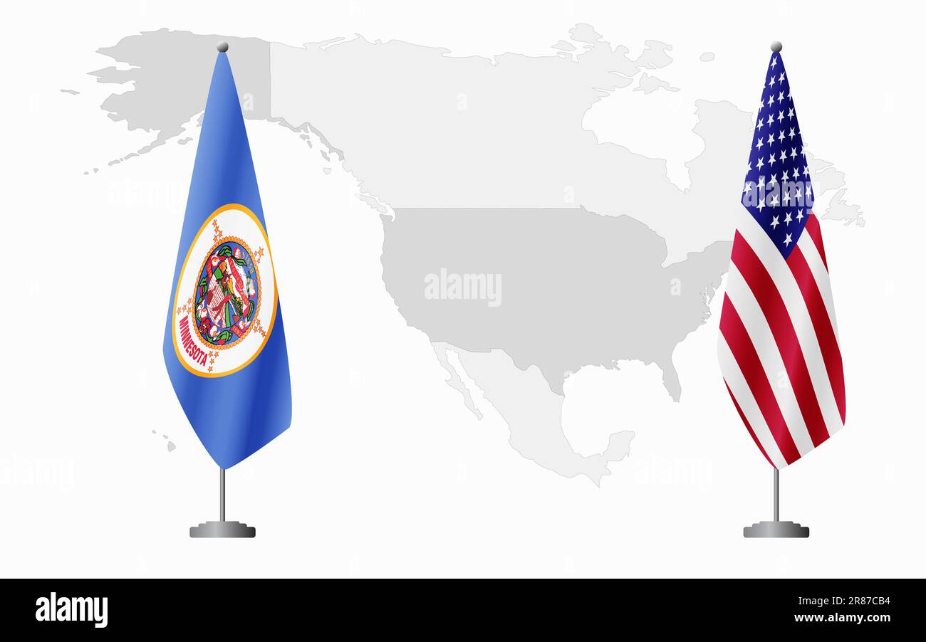 Minnesota US and USA flags for official meeting against background of ...