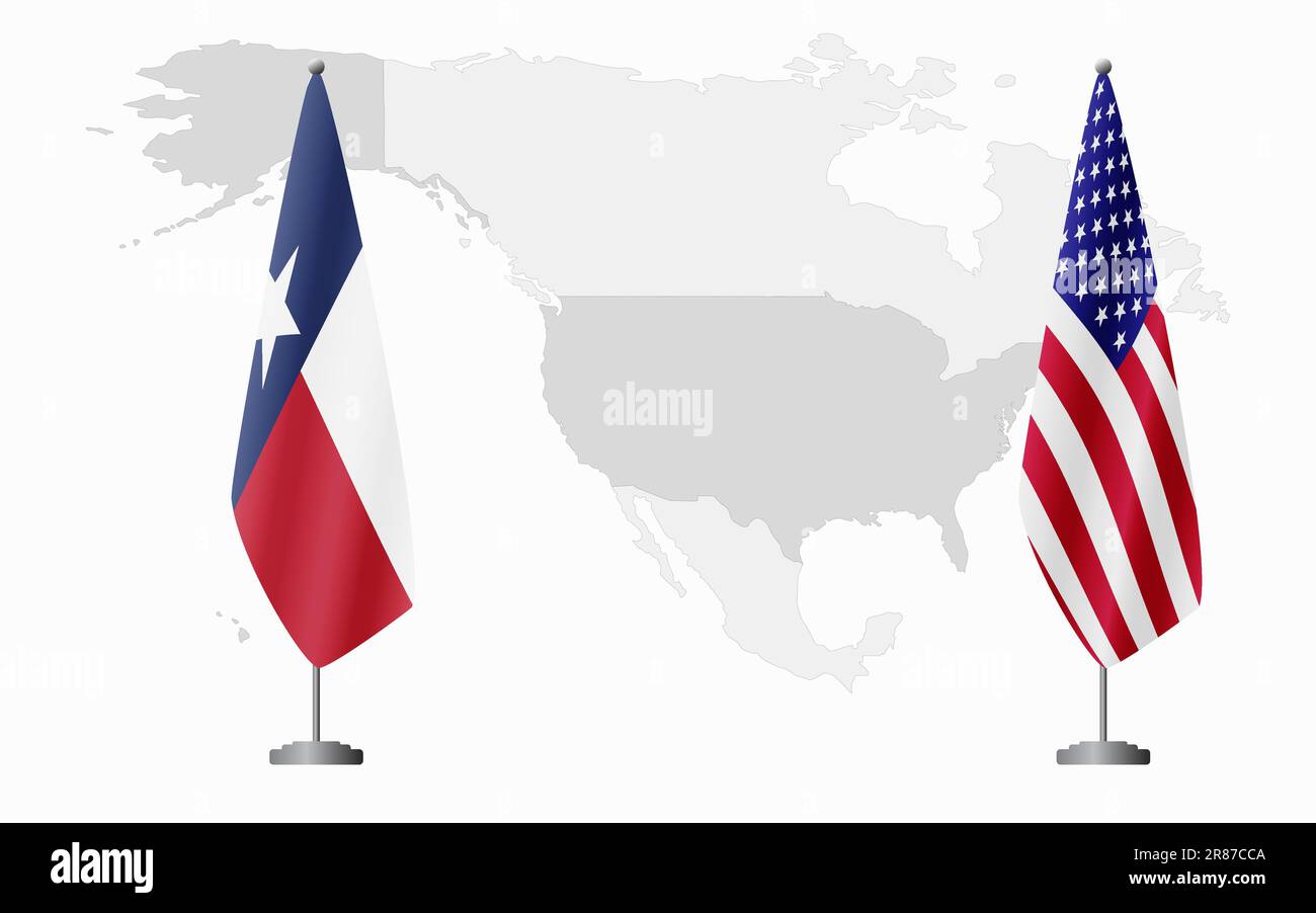Texas US and USA flags for official meeting against background of world ...