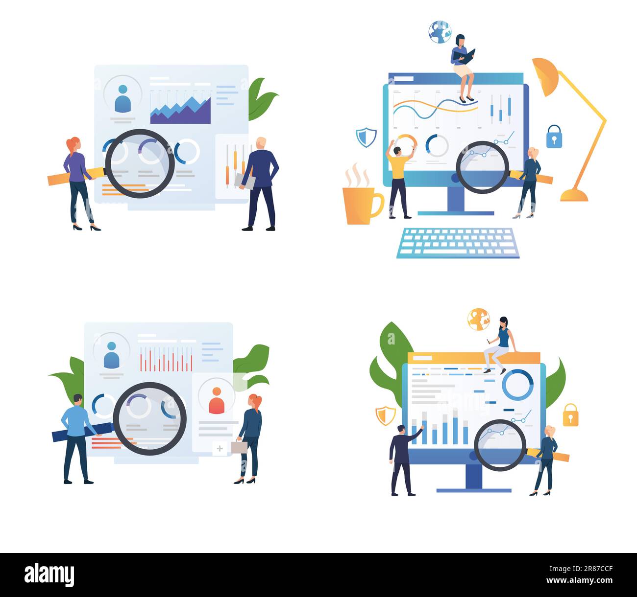 Financial analytics vector page template business statistics charts hi ...