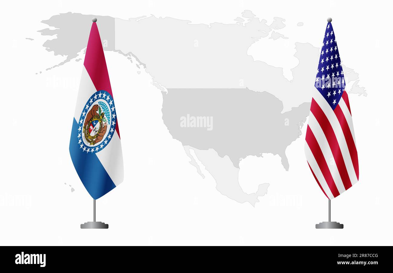 Missouri US and USA flags for official meeting against background of ...