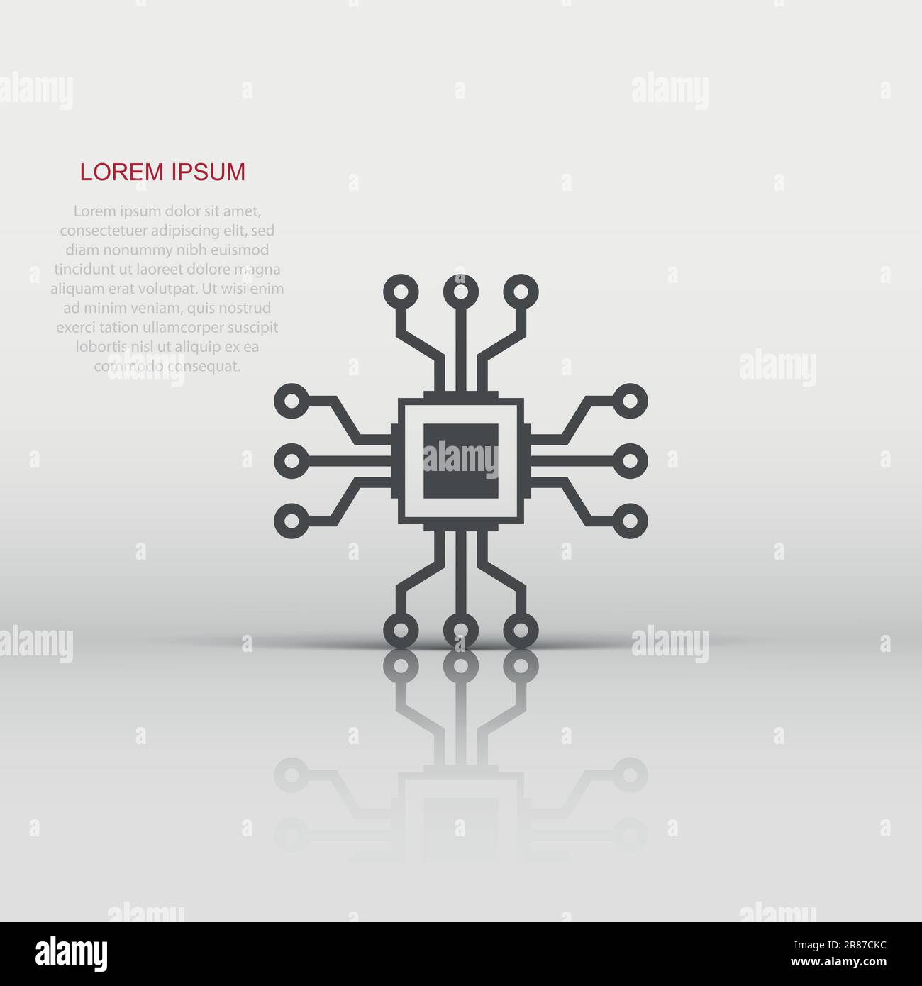 Computer Chip Icon In Flat Style Circuit Board Vector Illustration On White Isolated Background