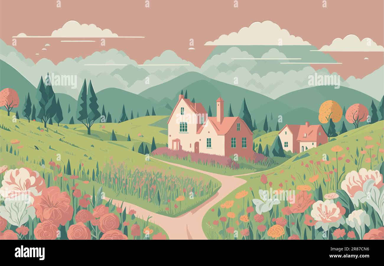 Winding River Country Spring Stock Vector Images Alamy