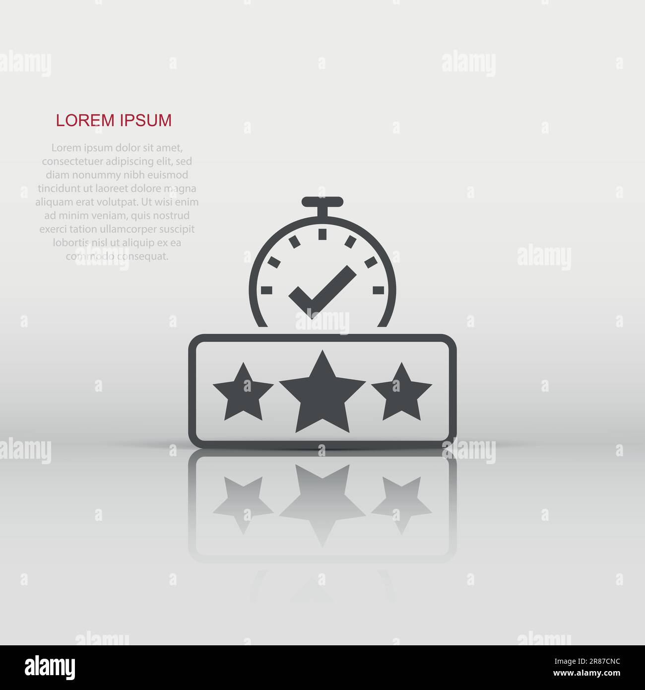 Rating result icon in flat style. Clock with stars vector illustration ...