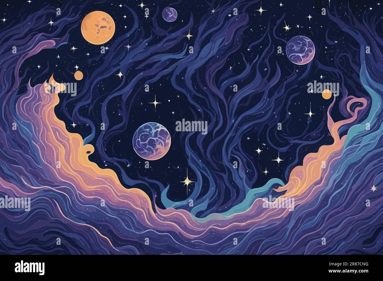 vector illustration that captures the beauty and mystery of the cosmos ...