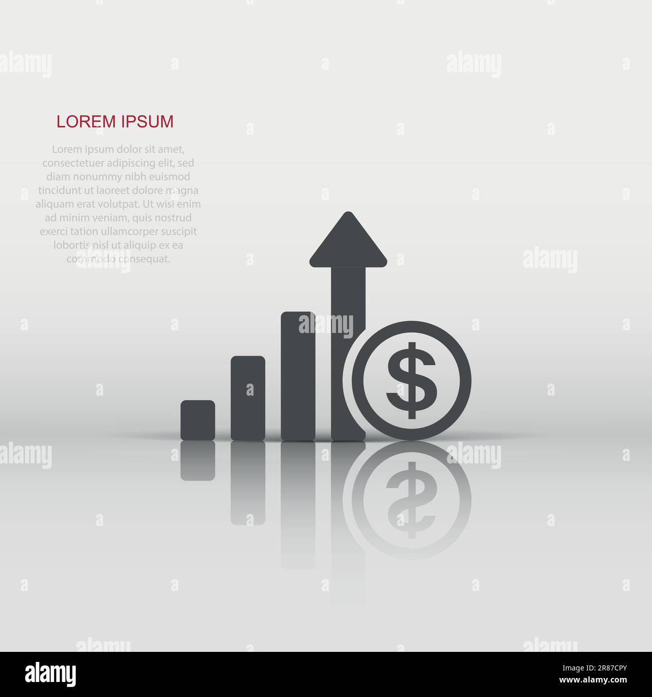 Growth arrow icon in flat style. Revenue vector illustration on white ...