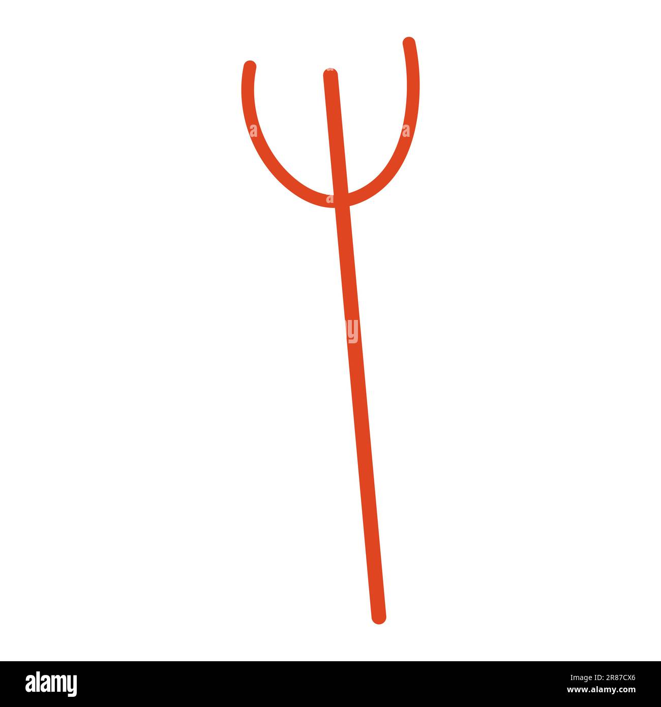 Vector illustration of the red devil trident. Halloween spooky symbol ...