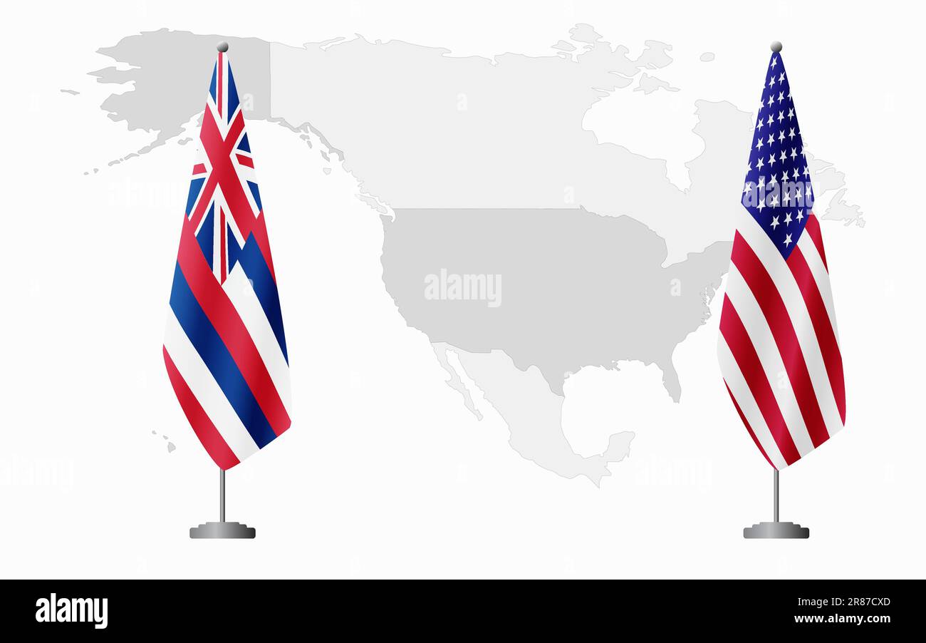 Hawaii US and USA flags for official meeting against background of world map Stock Vector Image ...