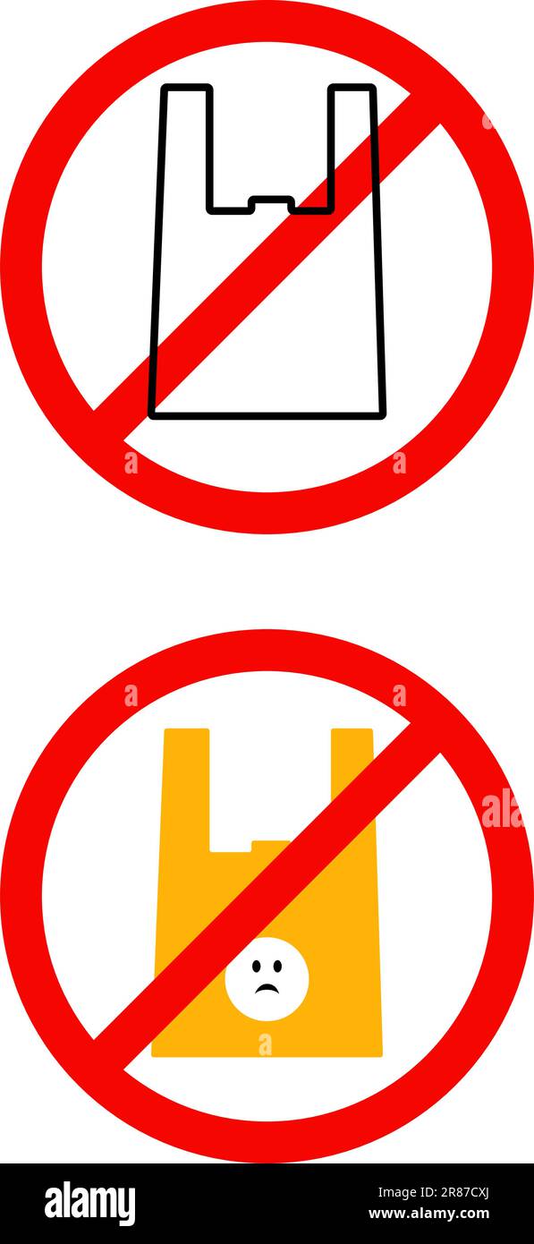 Say no to plastic bags symbol icons. Save the planet from pollution ...