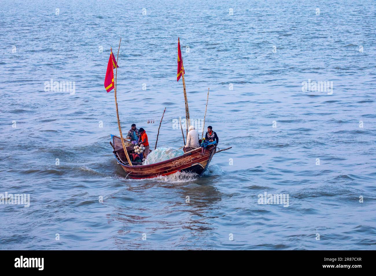 Hilsha fishing at the Meghna River. Hilsha fish is the national fish of ...