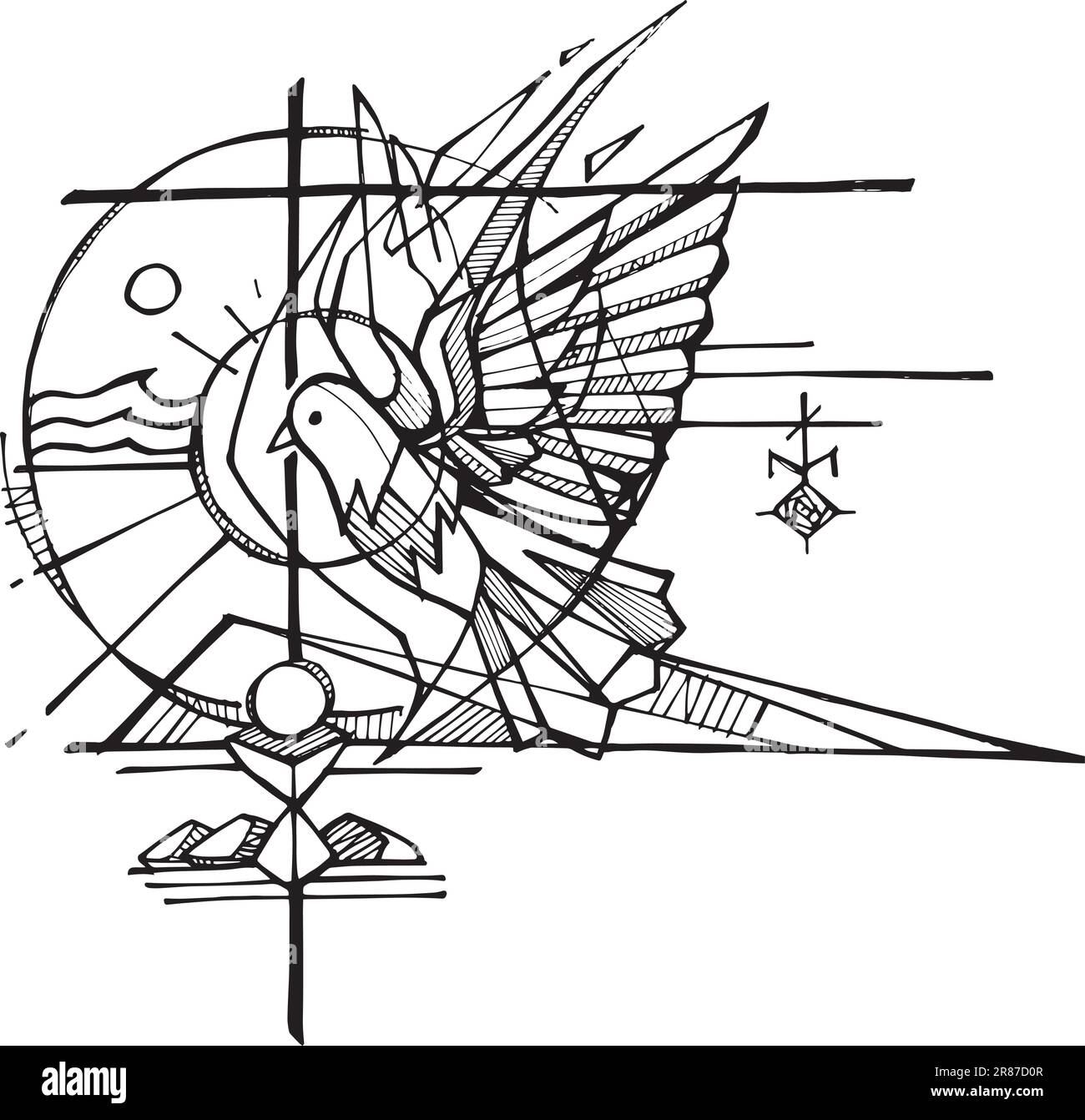 Hand drawn vector illustration or drawing of symbol holy spirit revives ...