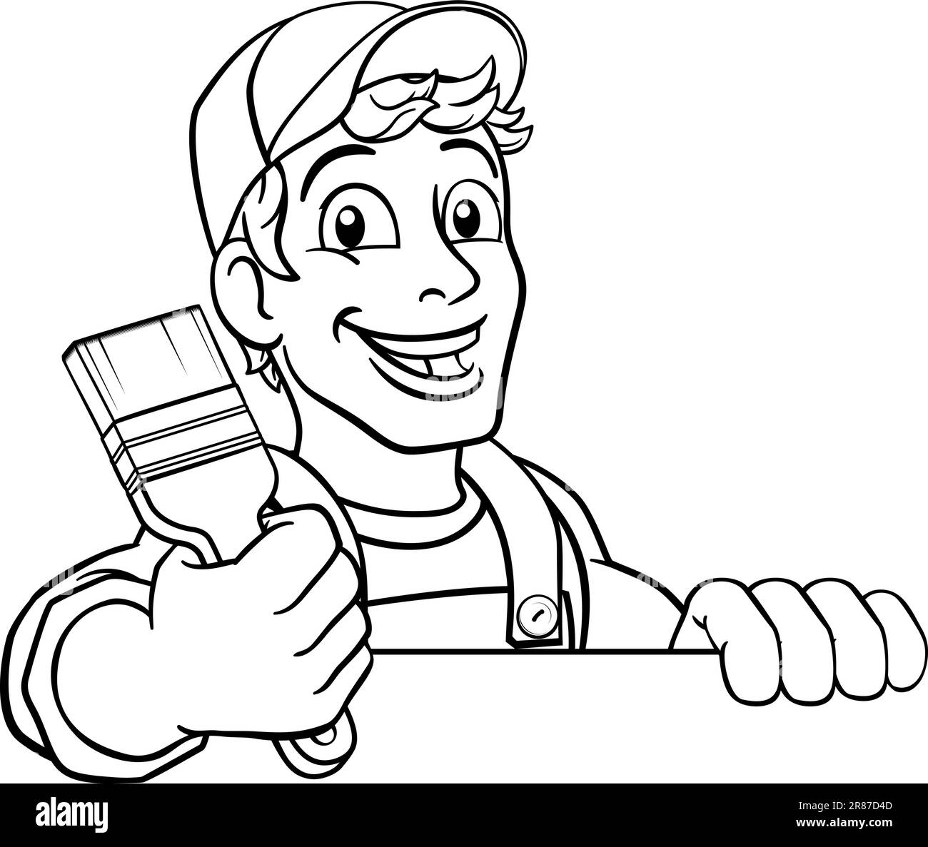 Painter Decorator Paintbrush Handyman Cartoon Man Stock Vector Image ...