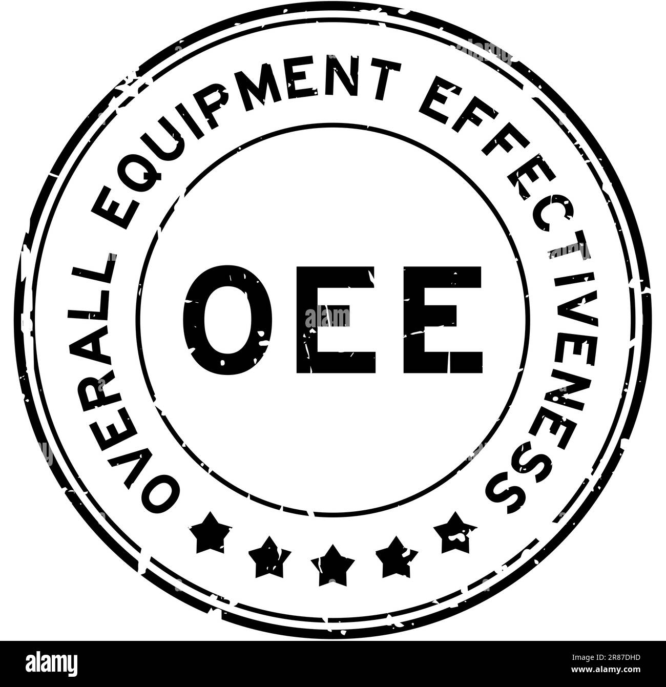 Grunge black OEE overall equipment effectiveness word round rubber seal ...