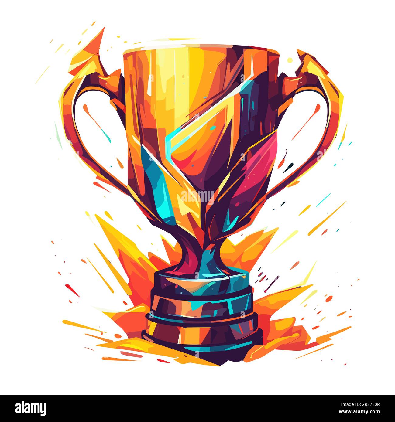 Golden trophy with paint splashes, vector illustration isolated Stock ...