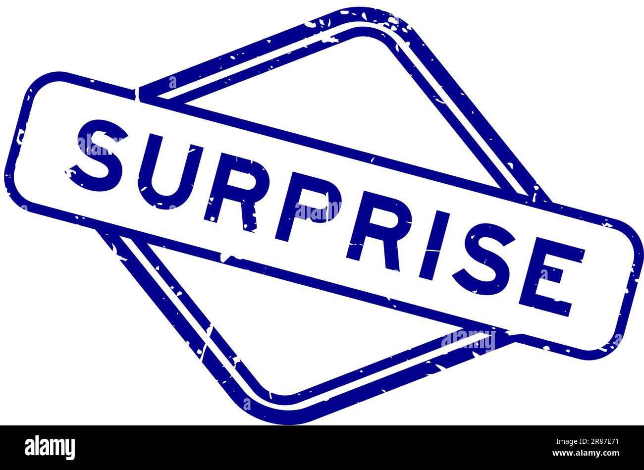 Grunge blue surprise word rubber seal stamp on white background Stock ...