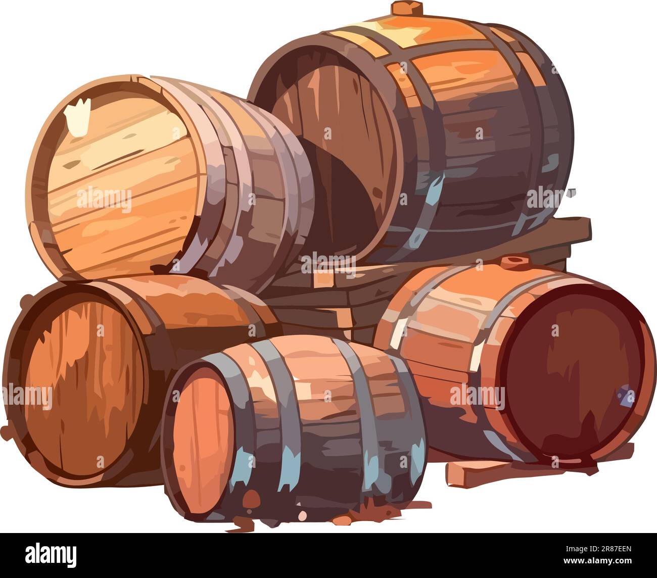Old fashioned whiskey barrels, full of aged liquid Stock Vector Image ...