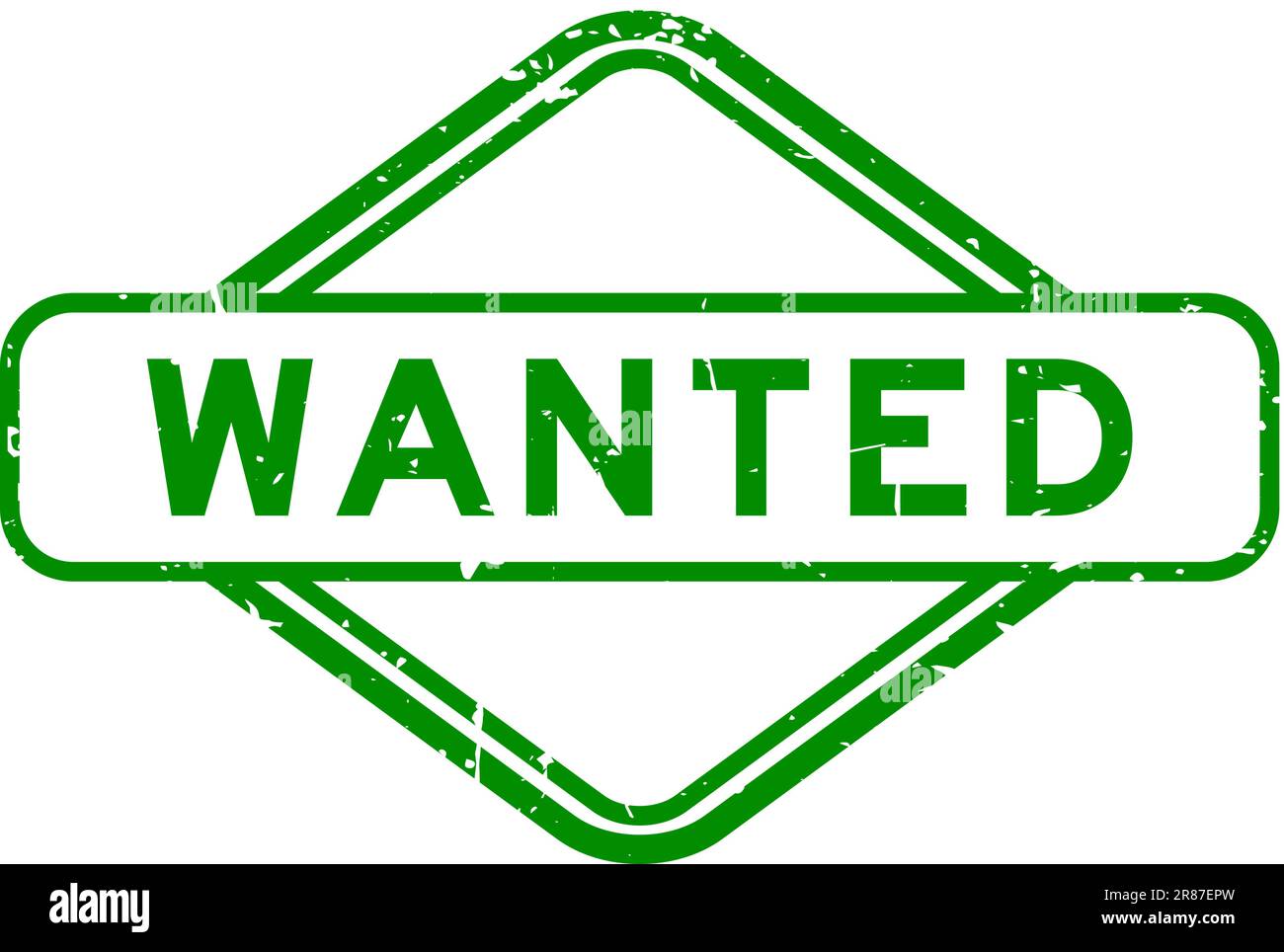 Grunge green wanted word rubber seal stamp on white background Stock ...